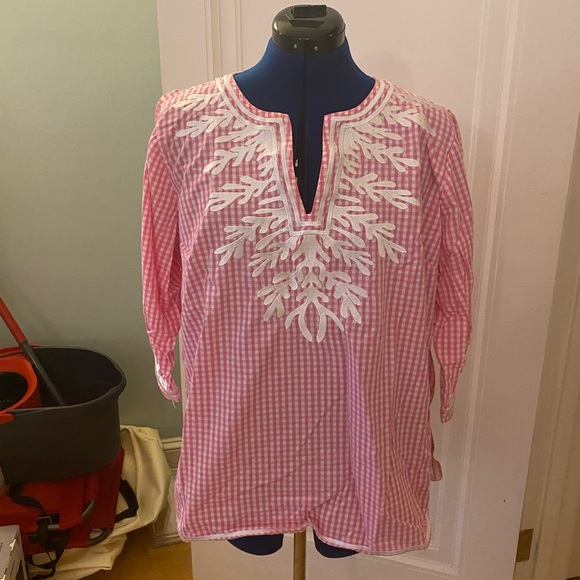 Gretchen Scott Designs | Tops | Euc Gretchen Scott Pink And White Tunic ...